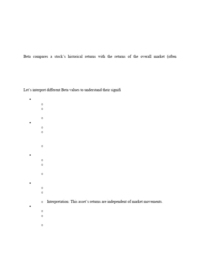 Understanding Beta As A Measure of Risk | PDF