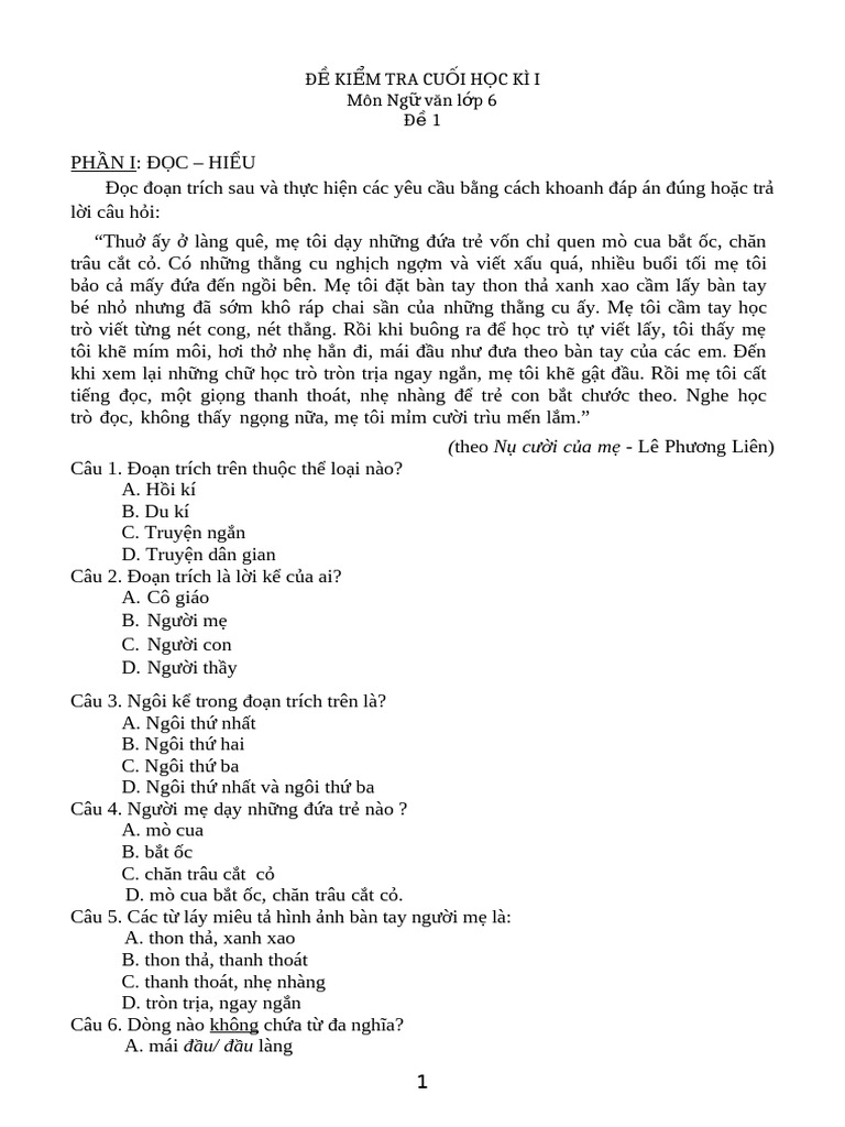 ĐỀ KT 6 KỲ 1- 22-23 | PDF