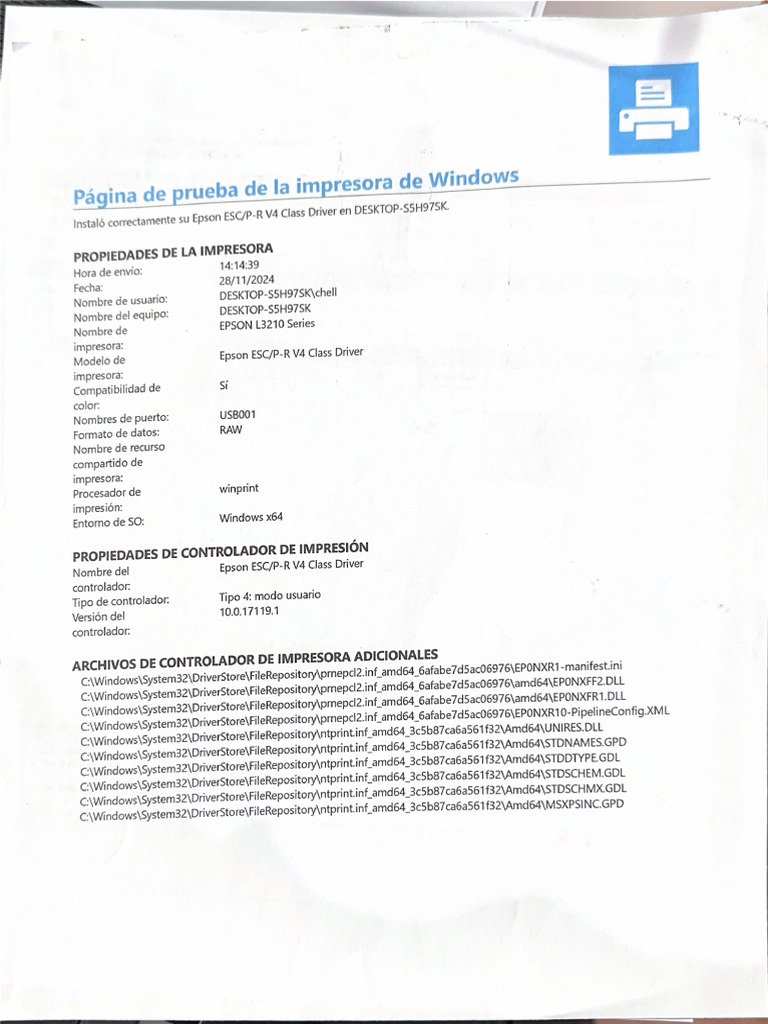 Página de Prueba de La Impresora de Windows | PDF
