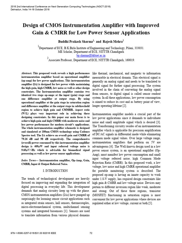 Instrumentation Amplifier | PDF | Operational Amplifier | Amplifier