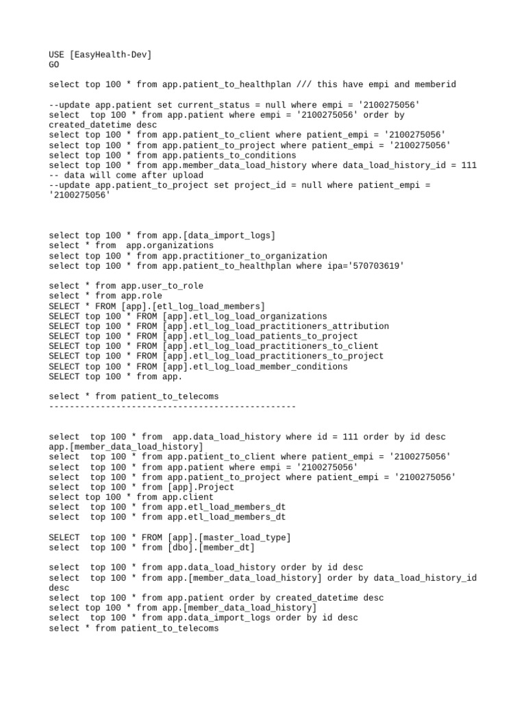 SQL Queries for Patient Data Management | PDF | Information Technology ...