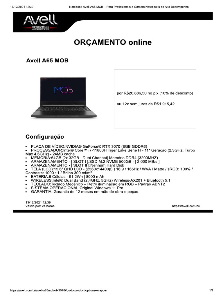 Avell A65 MOB | PDF