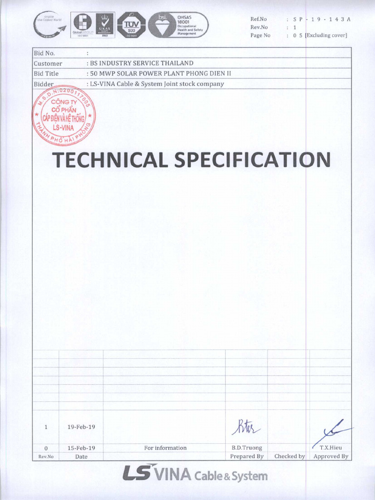 LV Cable Specification | PDF
