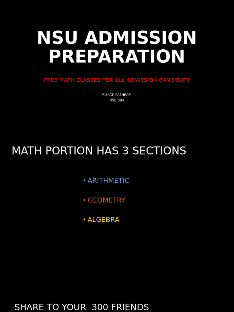 NSU Admission Test Math Preparation Guide | PDF