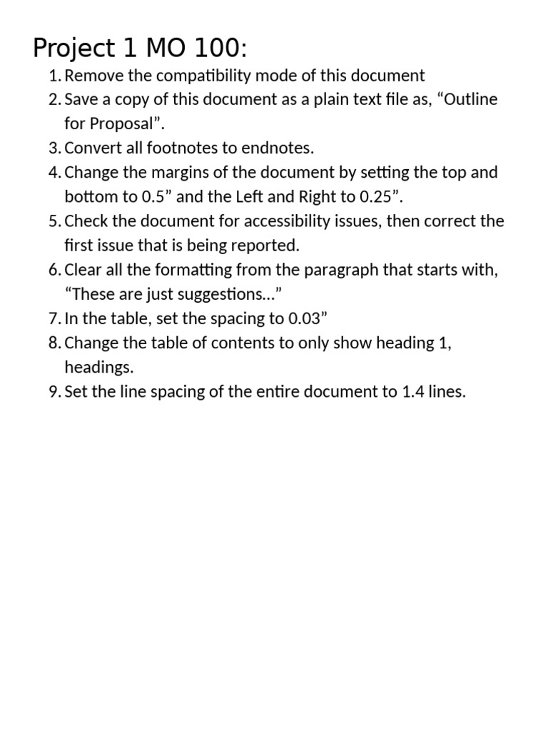 Mo 100 Project 1 Instructions (2) | PDF Mo 100 Project 1 Instructions (2) | PDF