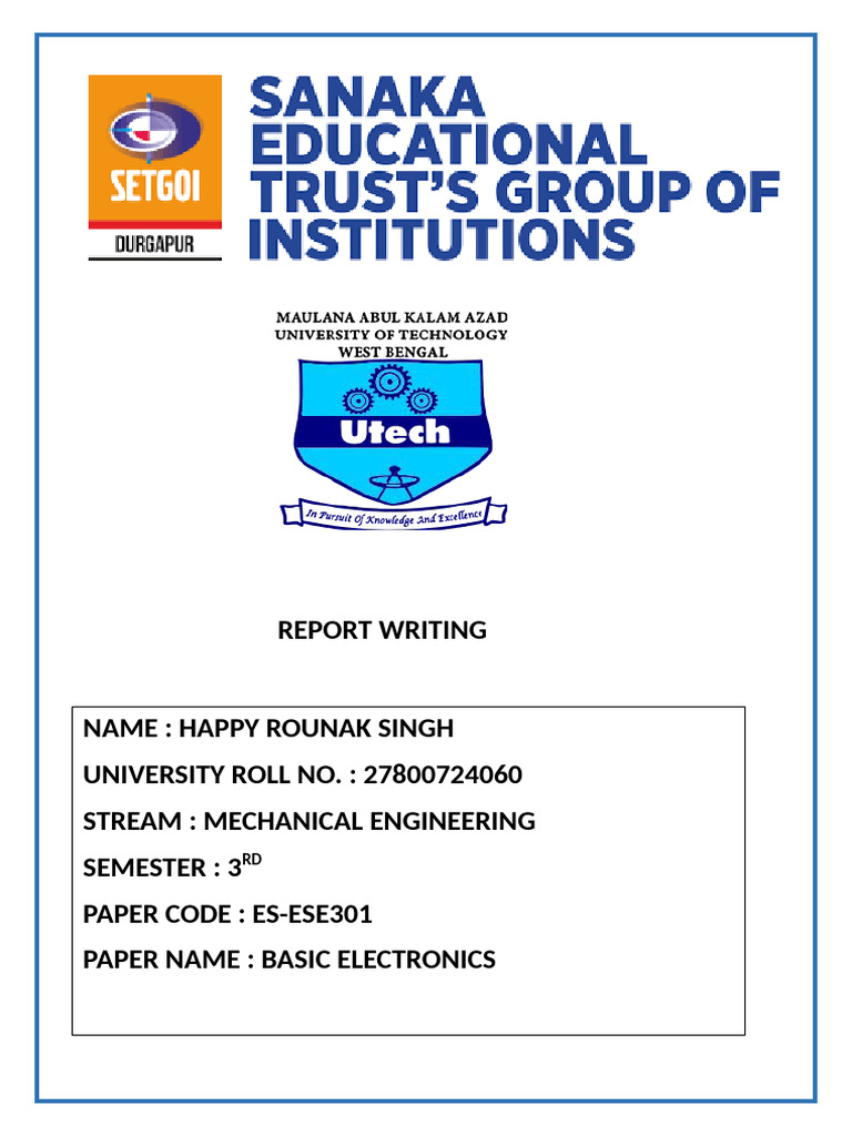 Report Writing Basic Electronics | PDF | Operational Amplifier | Amplifier