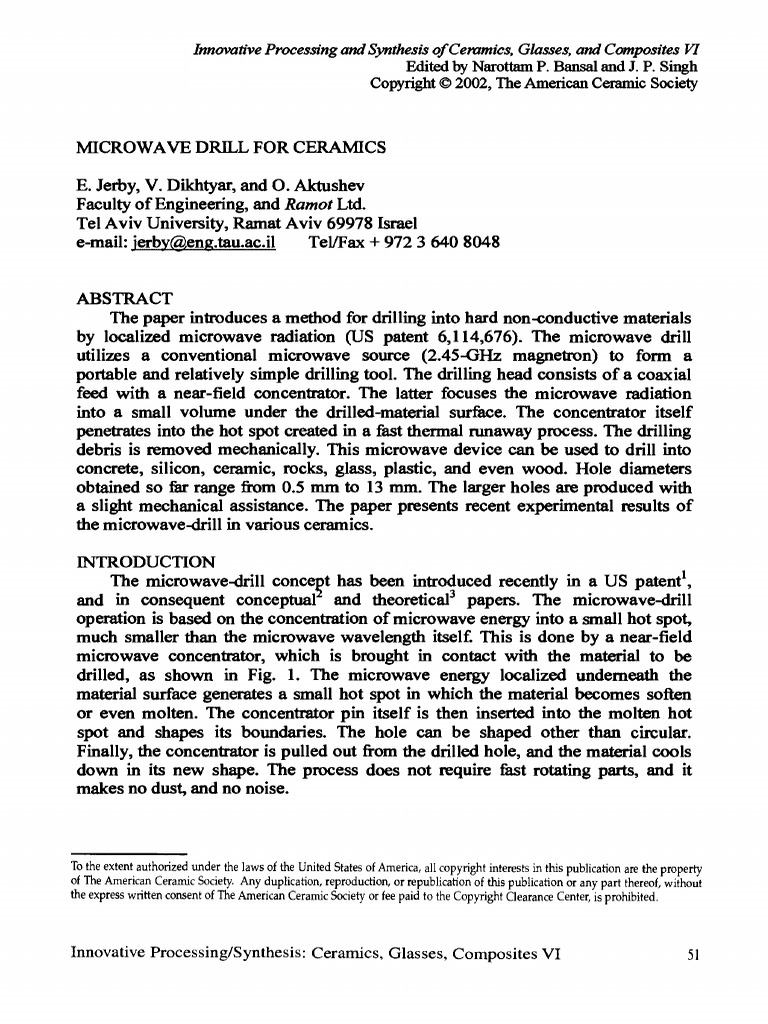 Microwave Drilli For Ceramics | PDF | Ceramics | Microwave