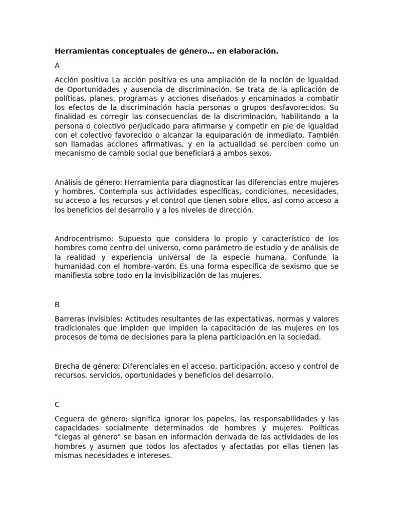 Herramientas Conceptuales de G Nero | PDF | Desigualdad social | Discriminación y relaciones ...