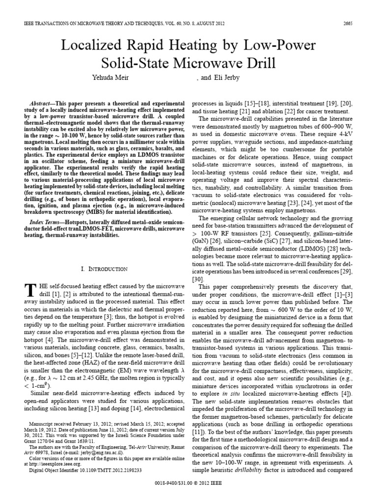 Localized Rapid Heating by Low-Power Solid-State Microwave Drill | PDF ...