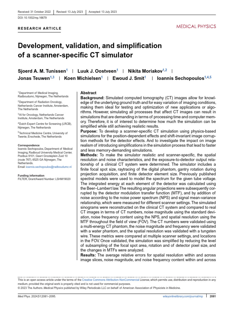 Development Validation and Simplification of a Sca | PDF | Ct Scan | Field Of View