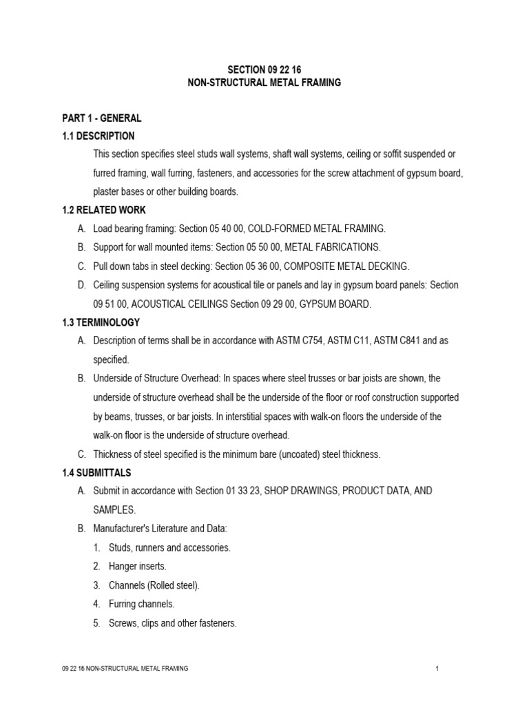 Non-Structural Metal Framing Guide | PDF | Framing (Construction) | Screw