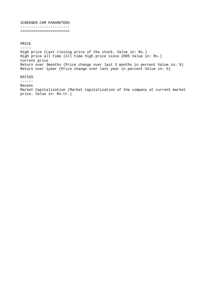 Screener Com Parameters | PDF