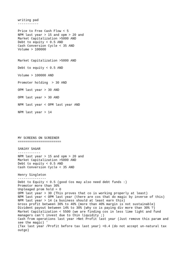 Stock Screening Template | PDF