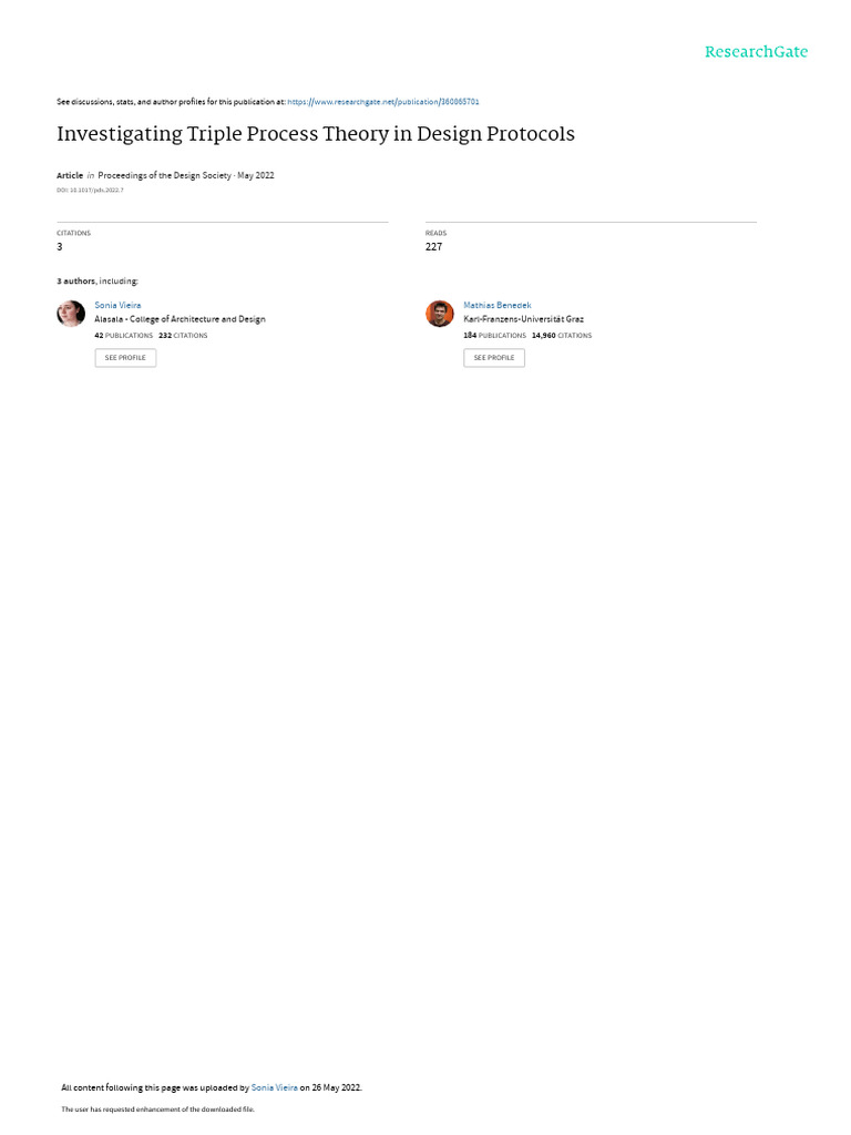 Investigating Triple Process Theory in Design Protocols | PDF ...