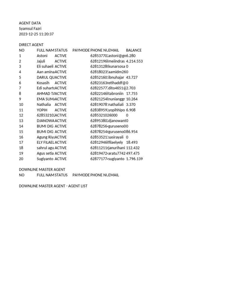 Active Agent Data Overview | PDF