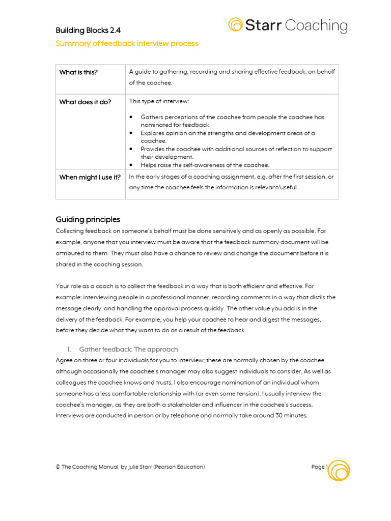 Effective Feedback Interview Guide | PDF | Perception | Information