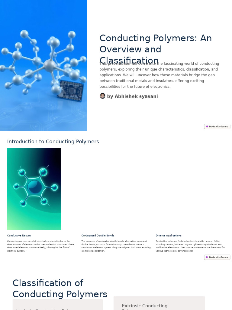 Classification of Conducting Polymers | PDF | Electrical Resistivity And Conductivity | Polymers