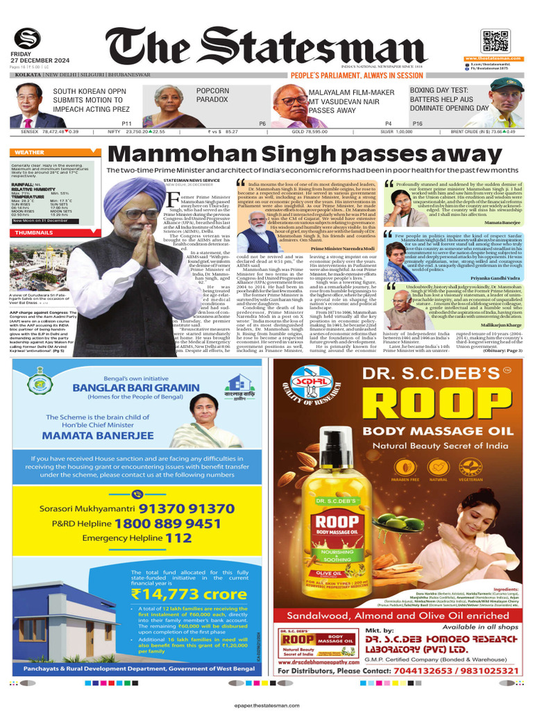 The Statesman Kolkata 27 12 | PDF | Government | Government Of India