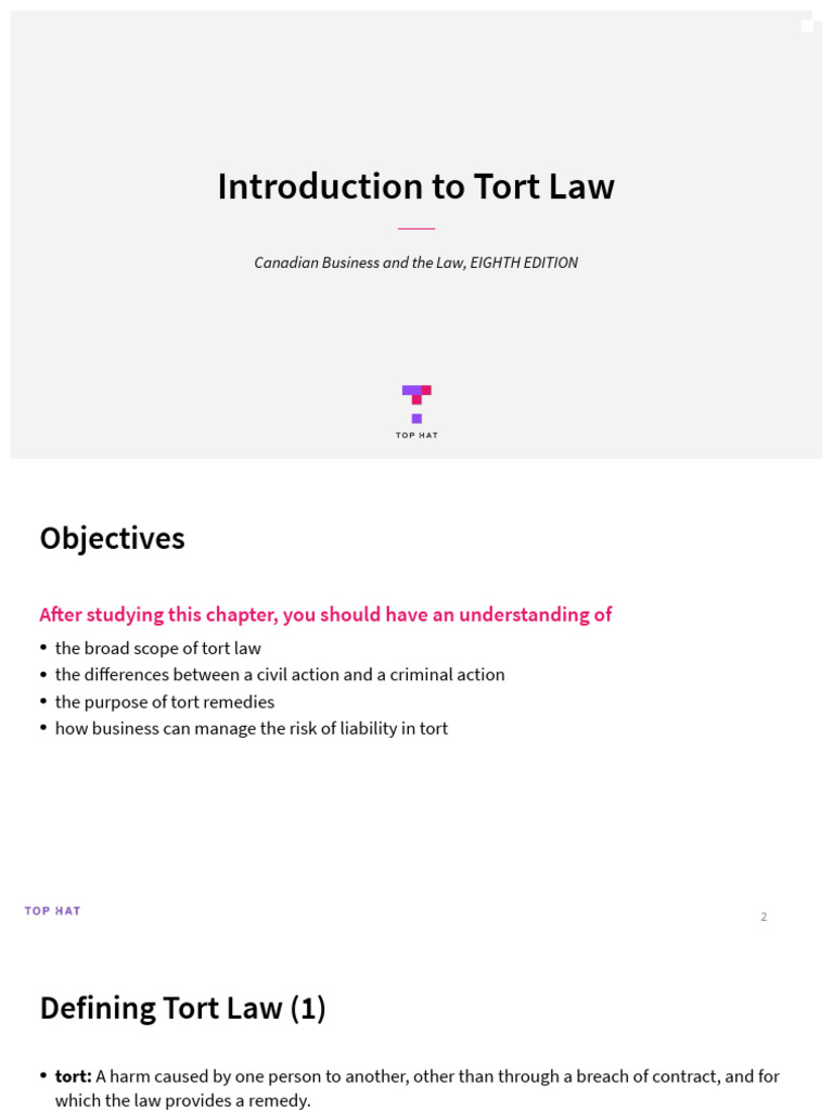 Chapter 10 Introduction To Tort Law | PDF | Damages | Tort