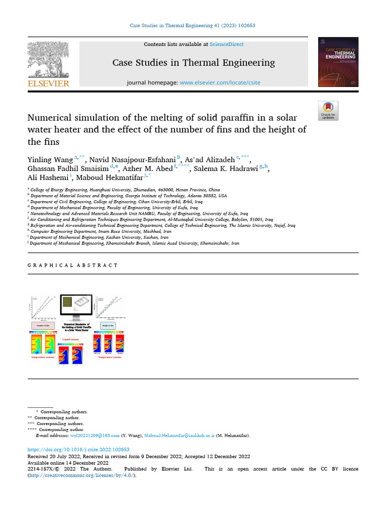 Paraffin Melting in Solar Water Heaters | PDF | Heat Transfer ...