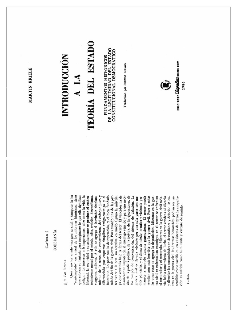 Lectura 7 KRIELE Martin Introducción A La Teoría Del Estado 1980 Pp. 53-61 | PDF