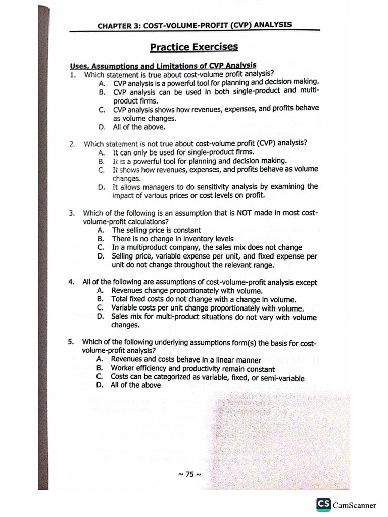 CVP Analysis Practice | PDF