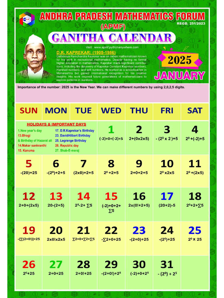 Ganitha Calendar-2025 PDF | PDF