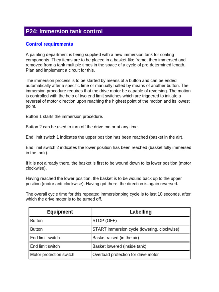 P24 Immersion Tank Control | PDF | Switch | Power Supply