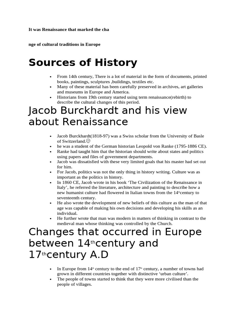 Renaissance: Cultural Transformation in Europe | PDF | Renaissance | Italy