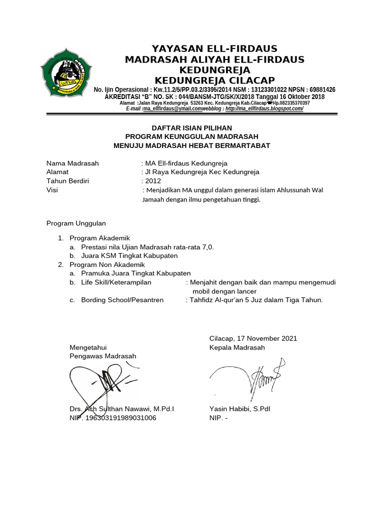 2020 Program Unggulan Madrasah | PDF