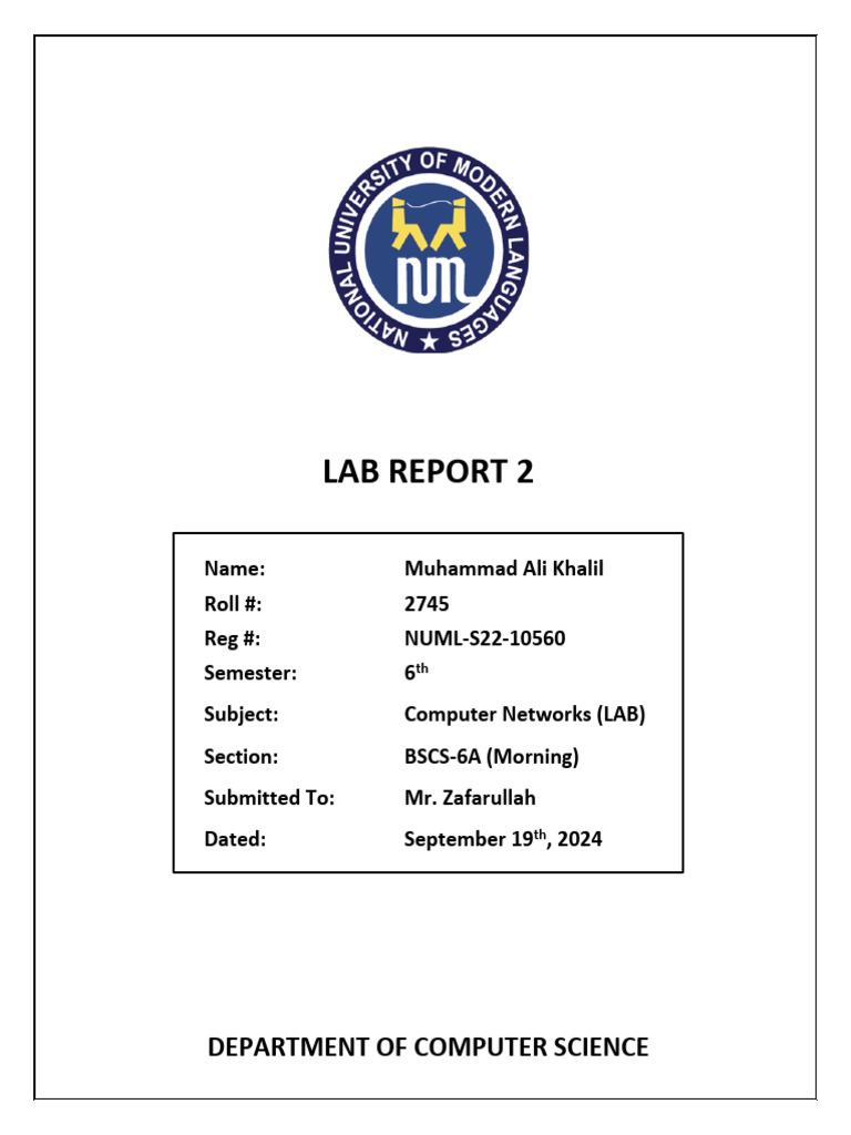 CN - Lab Report 2 | PDF | Coaxial Cable | Computer Network