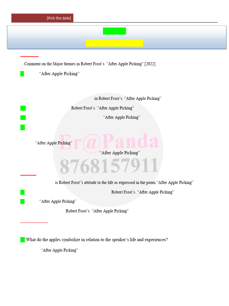 POETRY-“After Apple Picking” | PDF