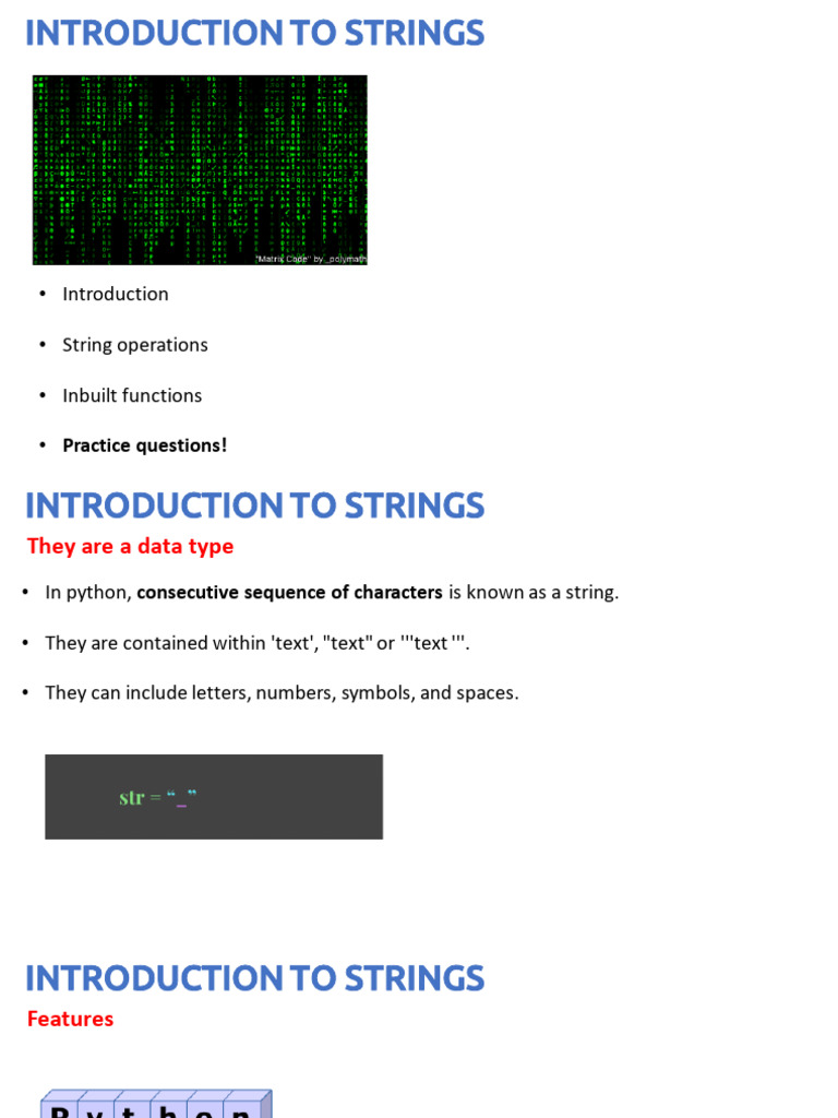 Class 11 CS083 Strings Theory-1 | PDF | String (Computer Science) | Sequence
