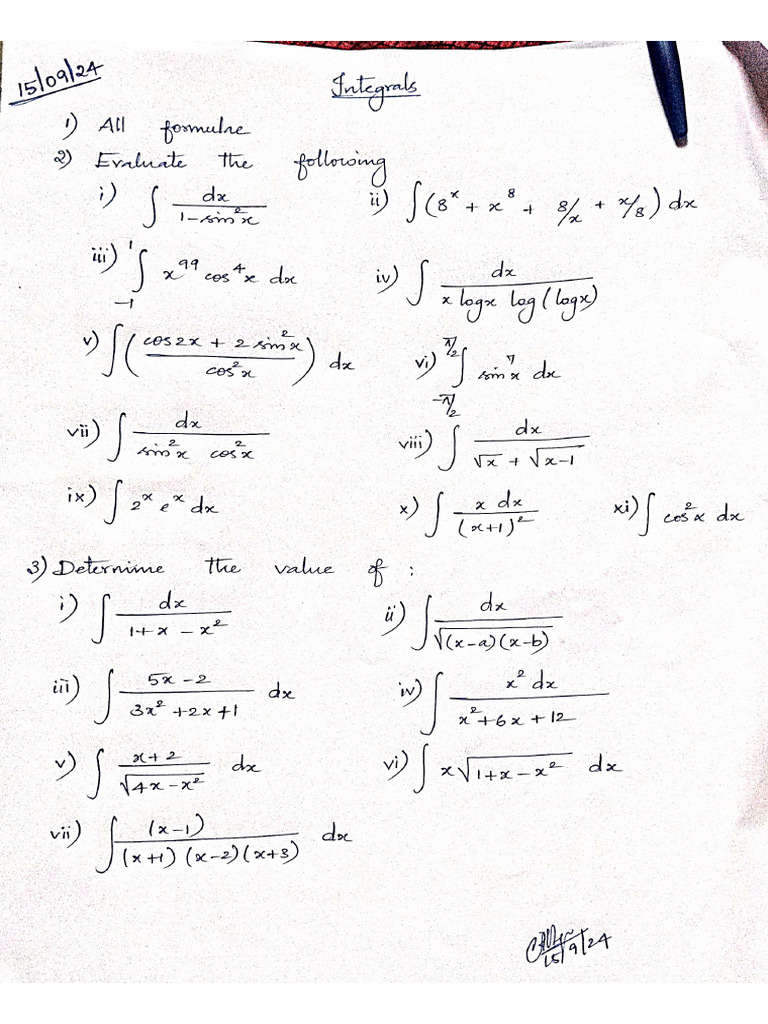 Integrals Practice Sums | PDF