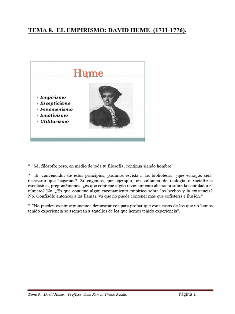 Empirismo y David Hume: Filosofía Crítica | PDF | David Hume | Empirismo