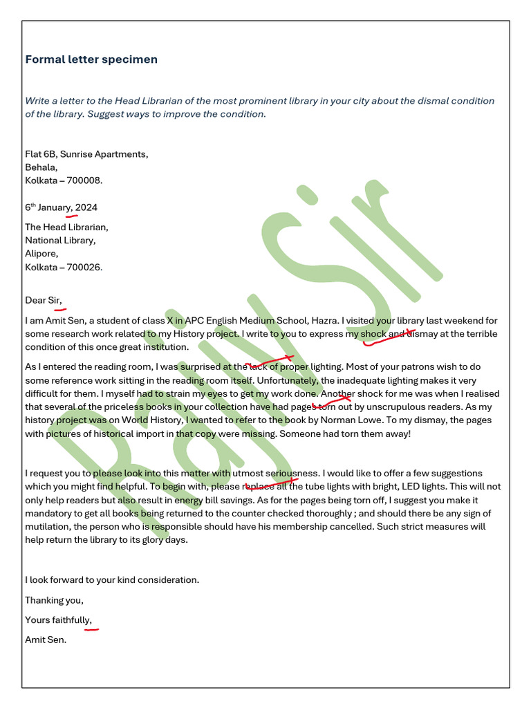 Formal Letter Specimen | PDF