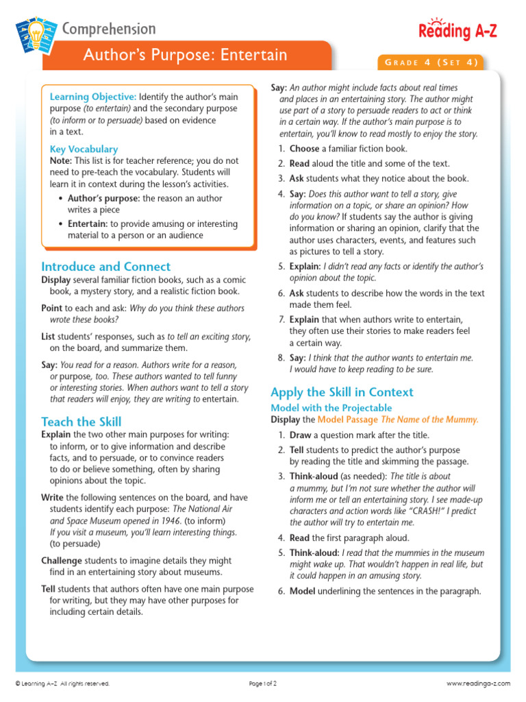 cp_gr4_ap_entertain_teacher_lesson_plan-2 | PDF | Reading Comprehension