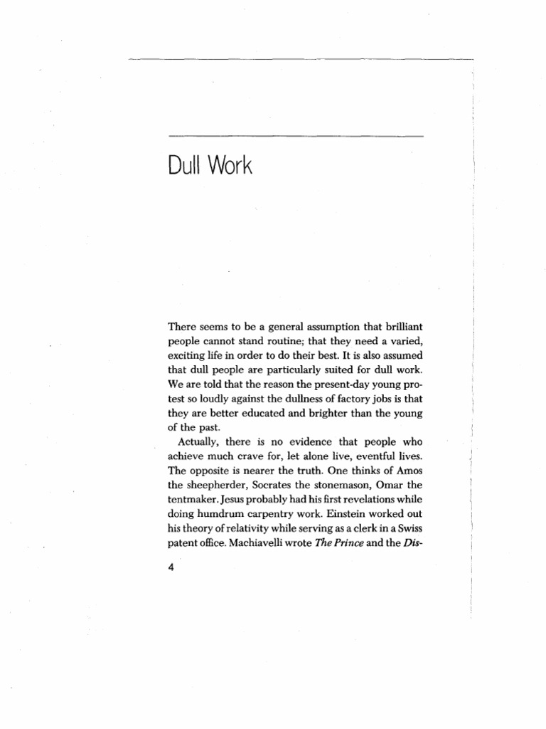 Dull Work by Hoffer Eric | PDF