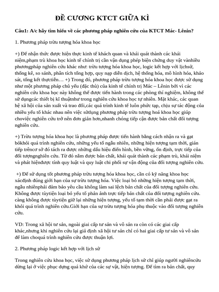 Đề Cương Ktct Giữa Kì | PDF