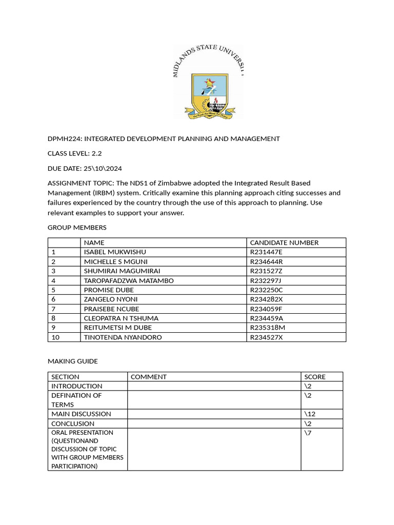 Idpm Assignment Group Four | PDF | Sustainability | Evaluation