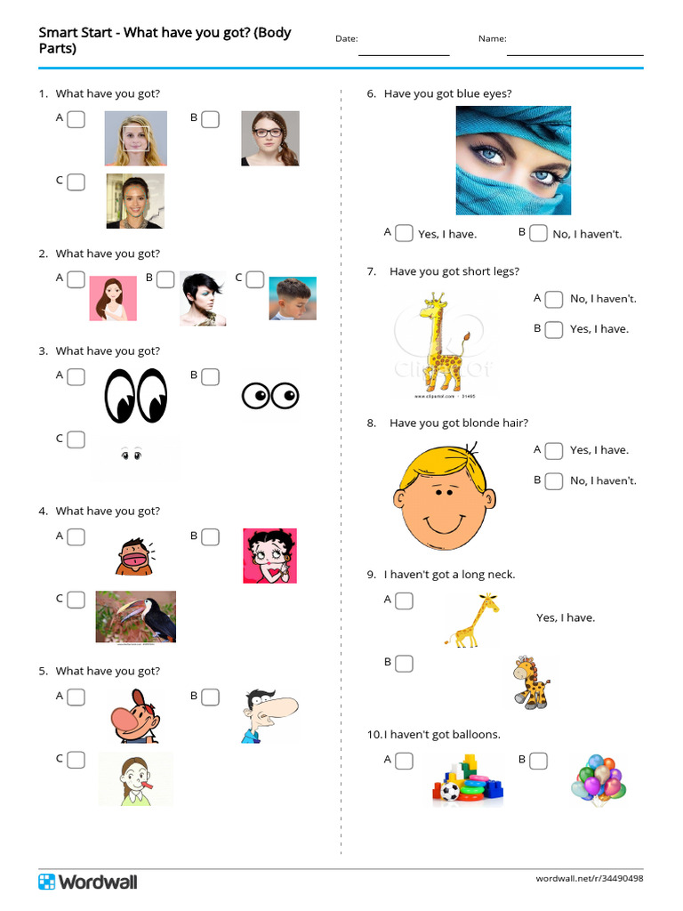 Smart Start What Have You Got Body Parts Quiz | PDF
