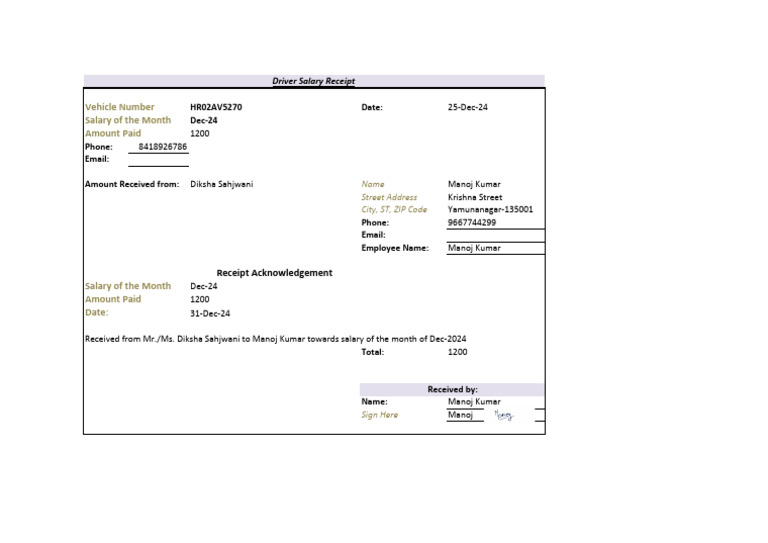 Driver-Salary-Slip-Dec2024 | PDF