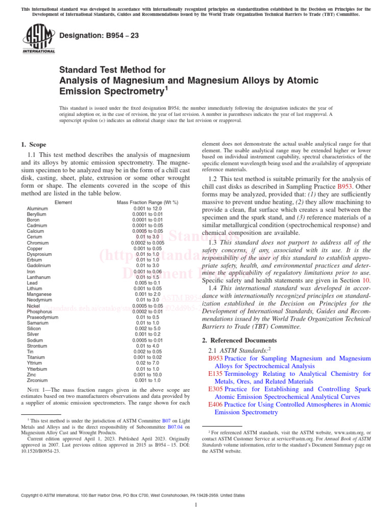 ASTM-B954-23 | PDF | Calibration | Detection Limit