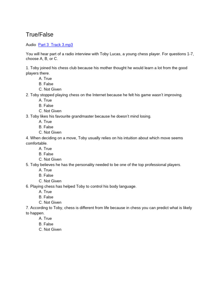 True - False Practice Test 2 | PDF