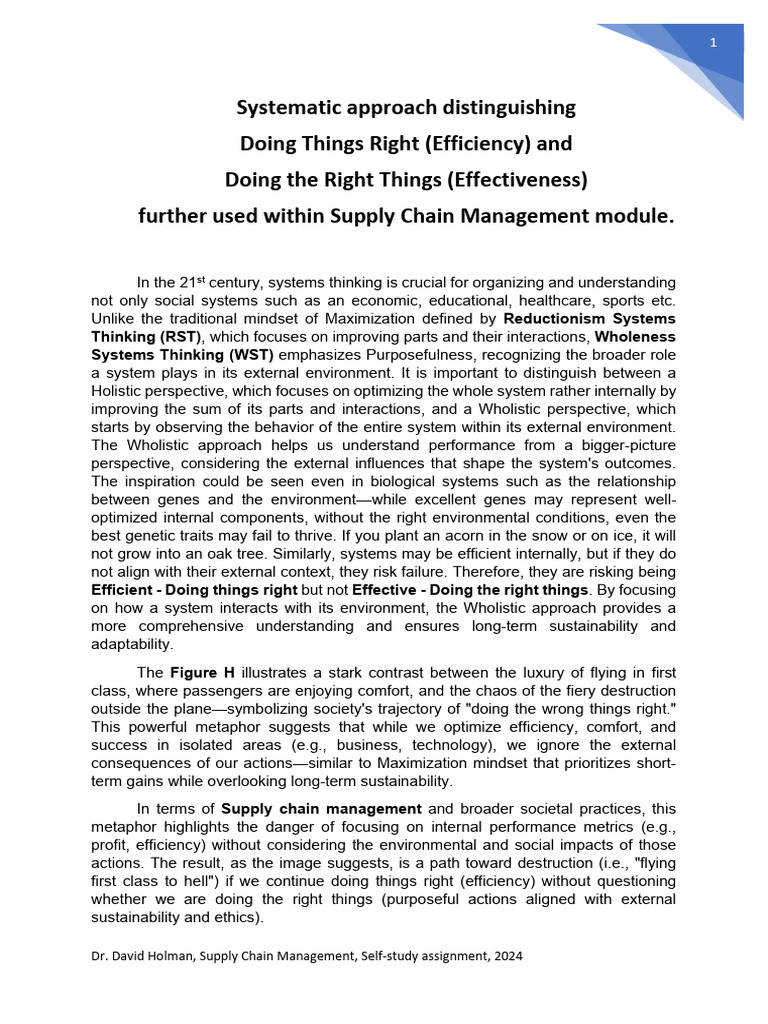Efficiency Versus Effectiveness | PDF | System | Holism