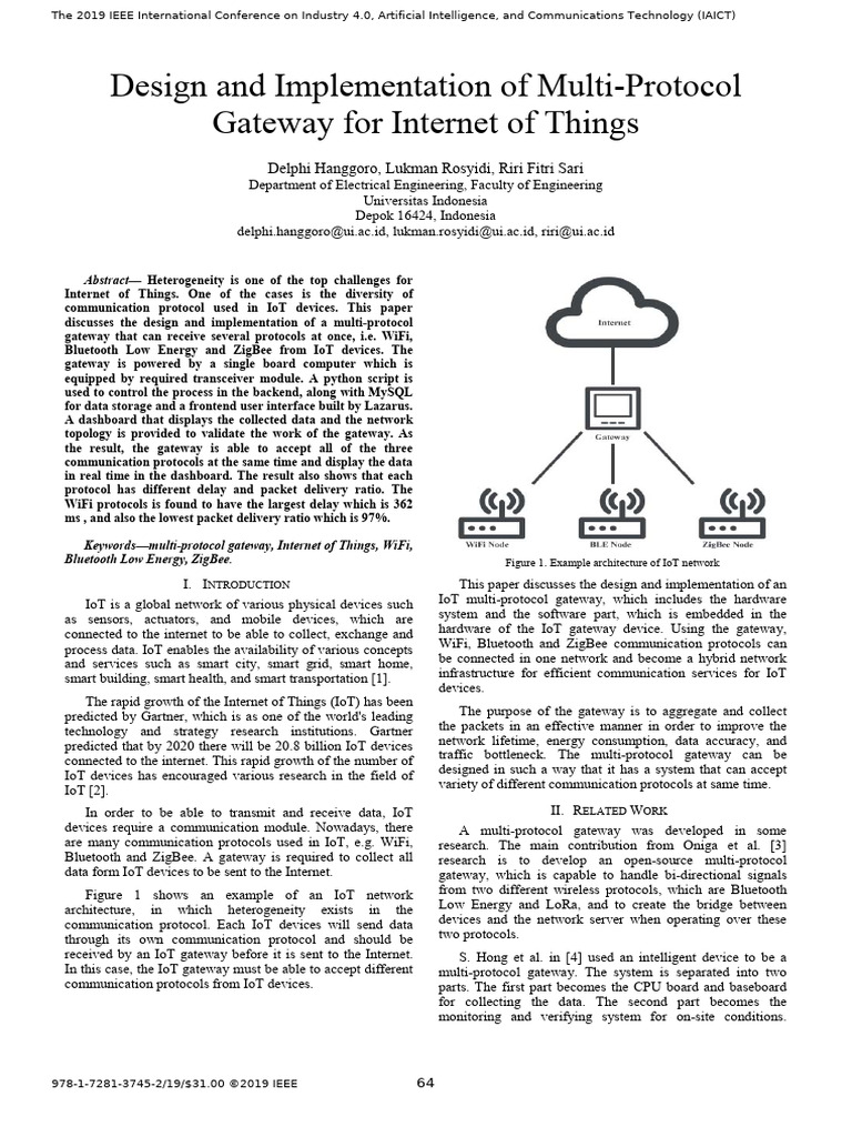 Design and Implementation of Multi-Protocol Gateway For Internet of Things | PDF | Internet Of ...