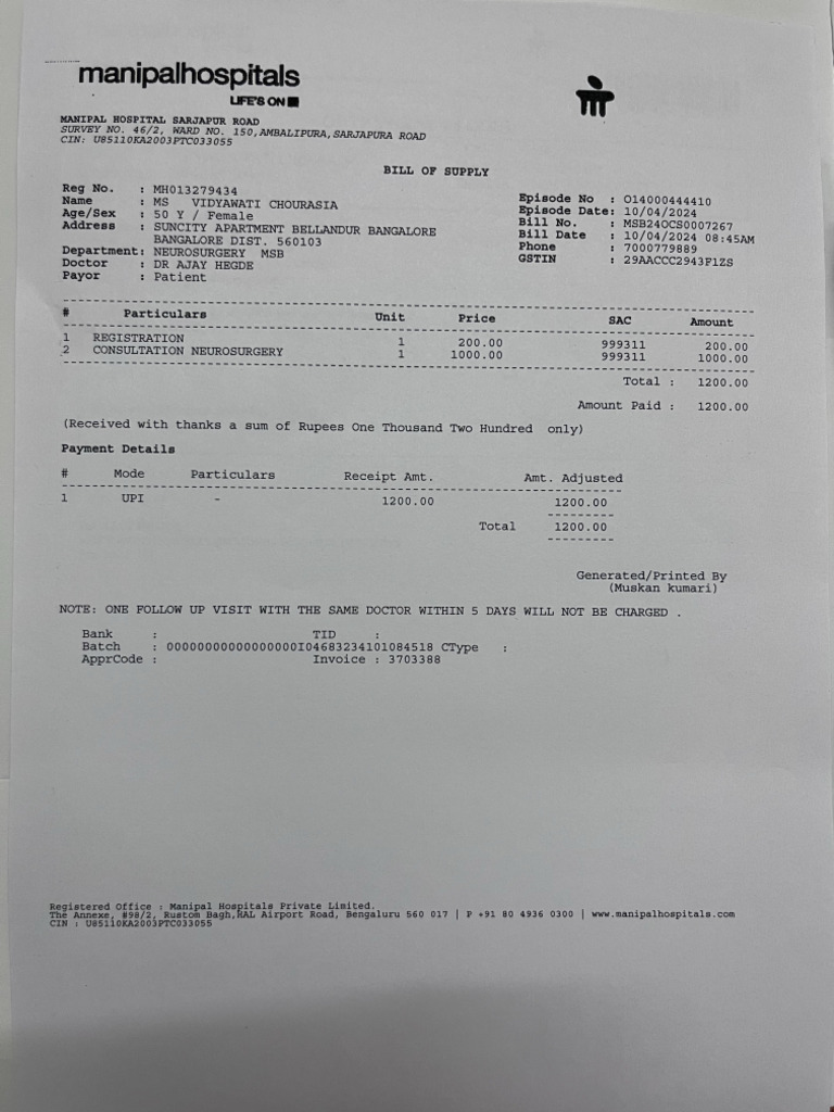 Hospital and Pharmacy Bills | PDF | Invoice | Receipt