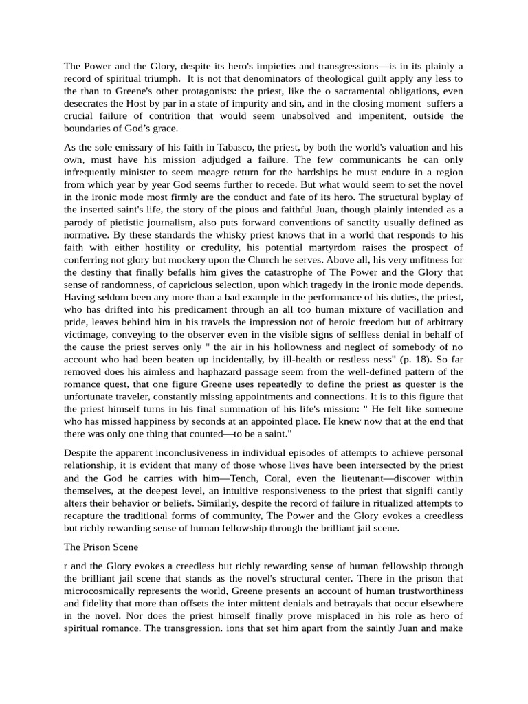 Spiritual Triumph in "The Power and the Glory" | PDF | Martyr | Glory ...