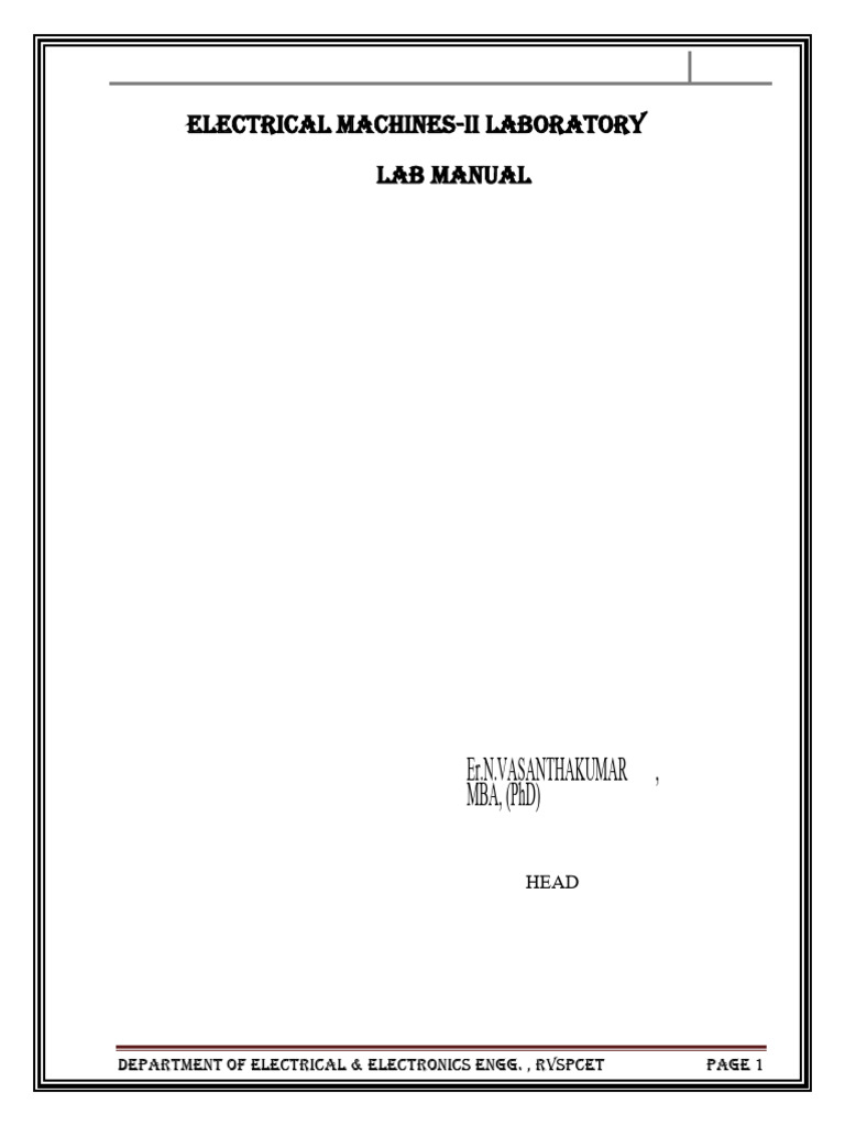 Electrical Machines-II Lab Manual | PDF | Electric Motor | Electromagnetic Induction