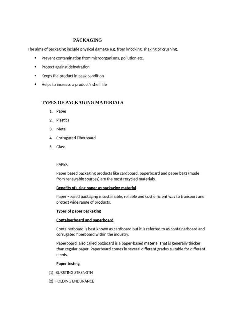 Packaging | PDF | Materials